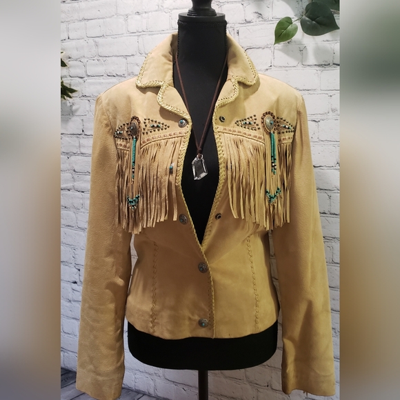 Scully | Jackets & Coats | Scully Fringe Beaded Boar Suede Leather ...